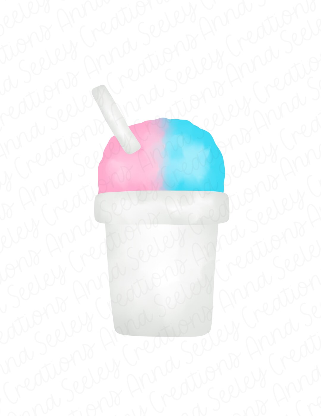 Watercolor Cotton Candy Sno Cones Shaved Ice Cup Snow Cone Summer Ice ...