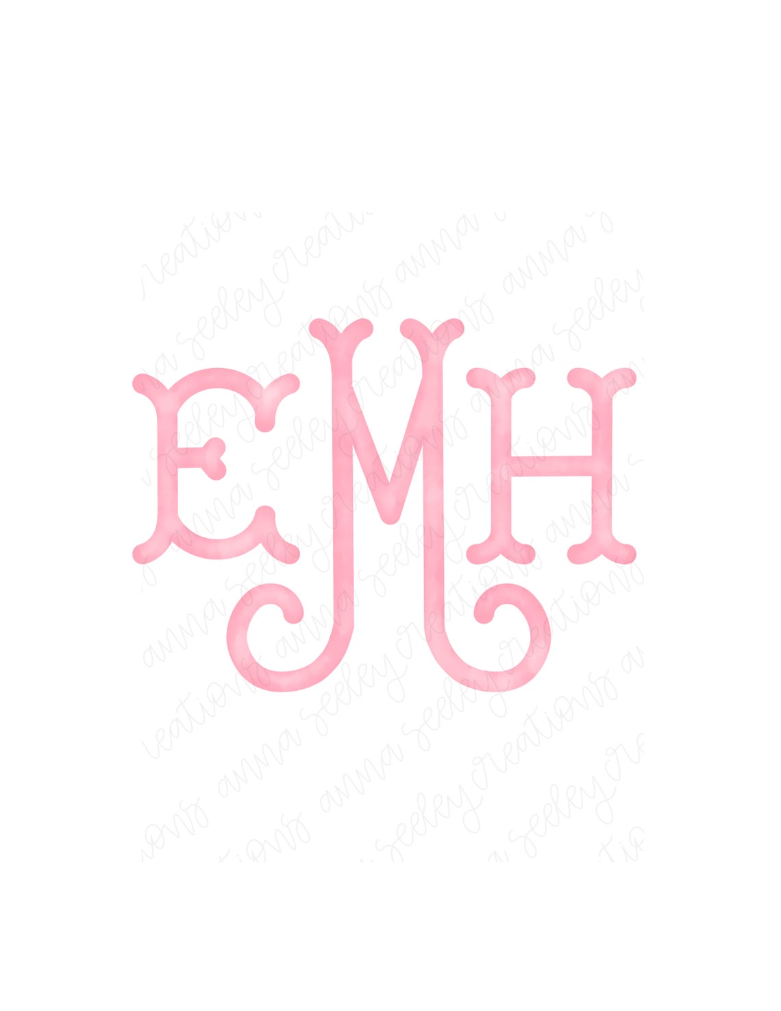 Pink Watercolor Monogram Initials Alphabet PNG Designs for - Etsy