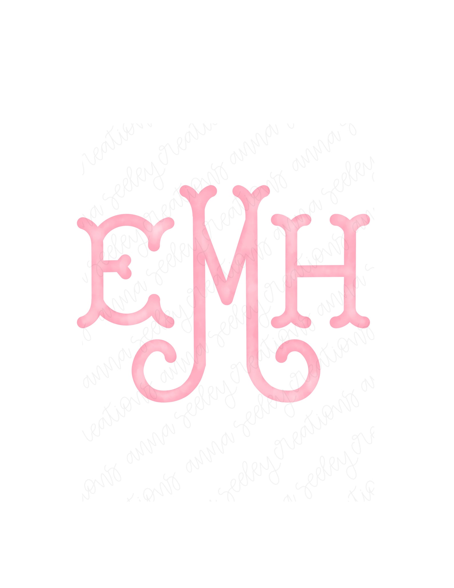 Pink Watercolor Monogram Initials Alphabet PNG Designs for - Etsy