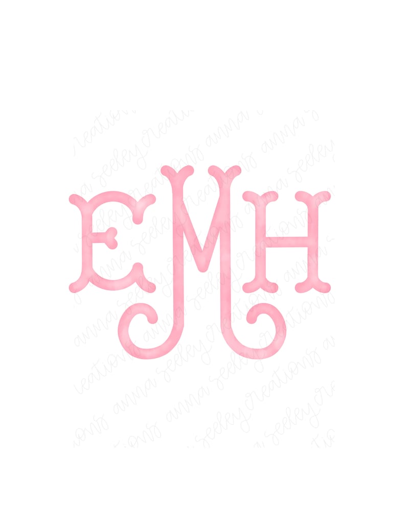 Pink Watercolor Monogram Initials Alphabet PNG Designs for Heat Press ...