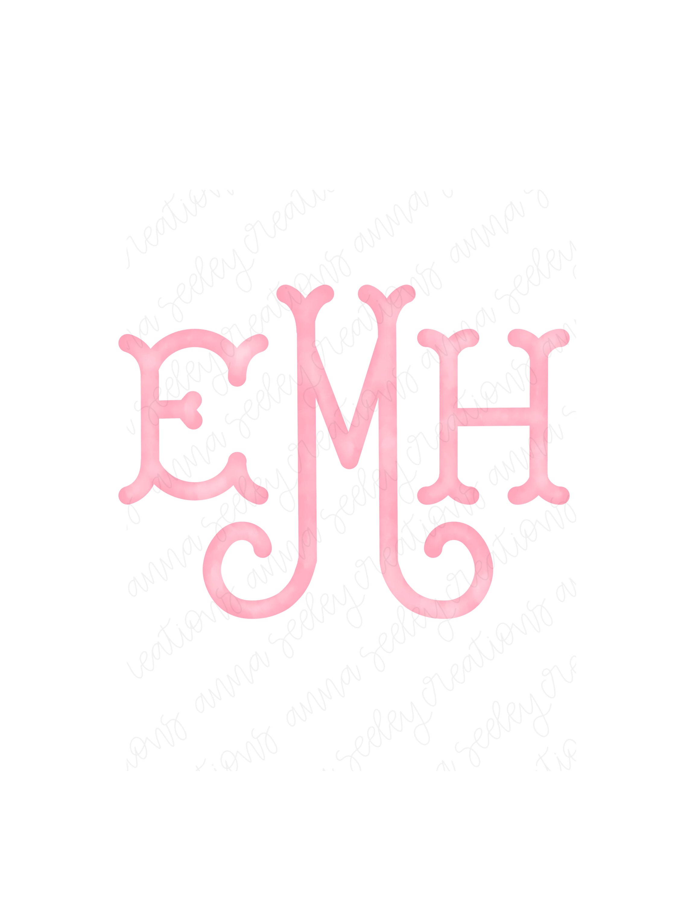Pink Watercolor Monogram Initials Alphabet PNG Designs for Heat Press ...