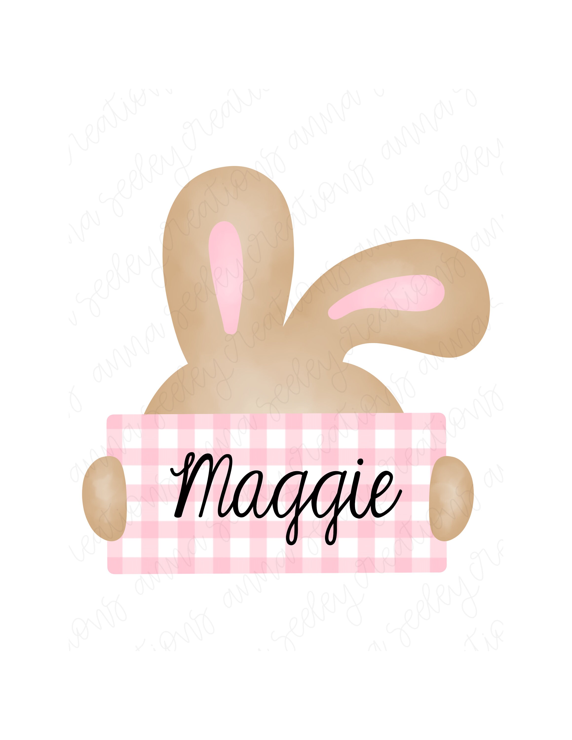 Girl Watercolor Easter Bunny Peter Cottontail Rabbit With Pink - Etsy