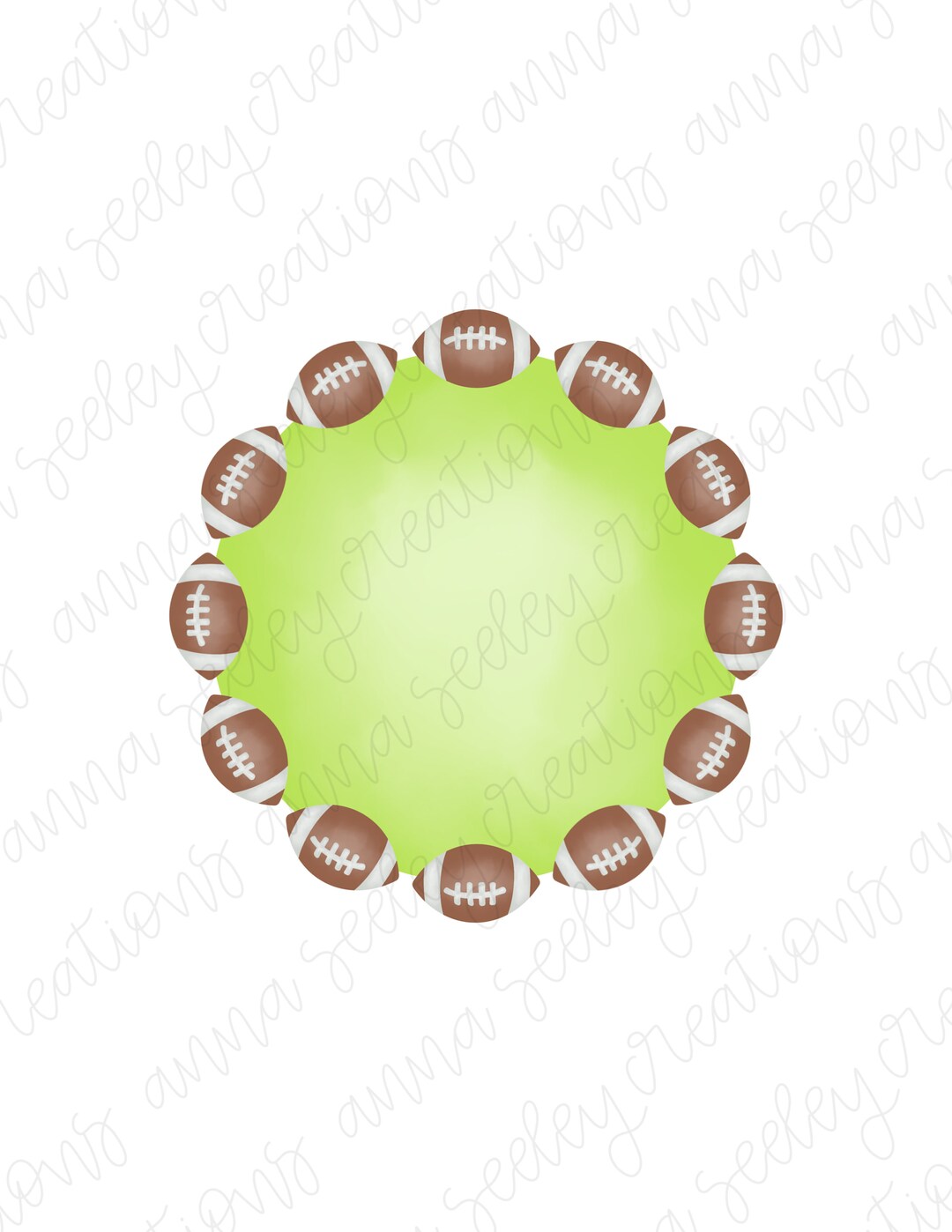 Watercolor Football Monogram Frame PNG Design Clip Art - Fall Sports ...