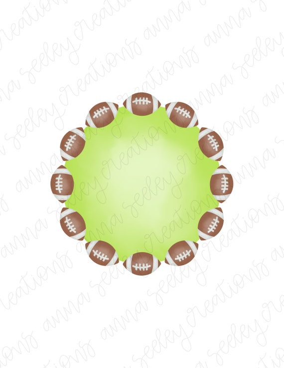 Watercolor Football Monogram Frame PNG Design Clip Art Fall | Etsy