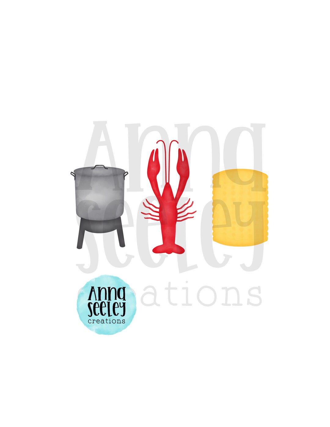 Watercolor Crawfish Boil PNG Design - Pot, Crawfish, Corn - Etsy