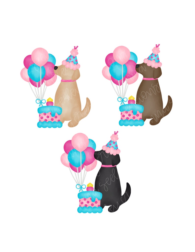 3 Designs Girls Puppy Dog Birthday PNG Designs Golden | Etsy