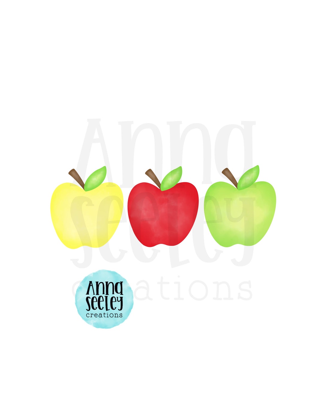 Watercolor Apples PNG - Back to School - Etsy