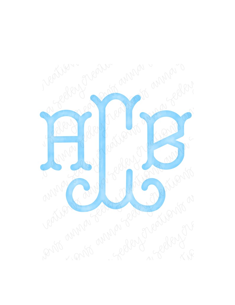 Blue Watercolor Monogram Initials Alphabet PNG Designs for - Etsy