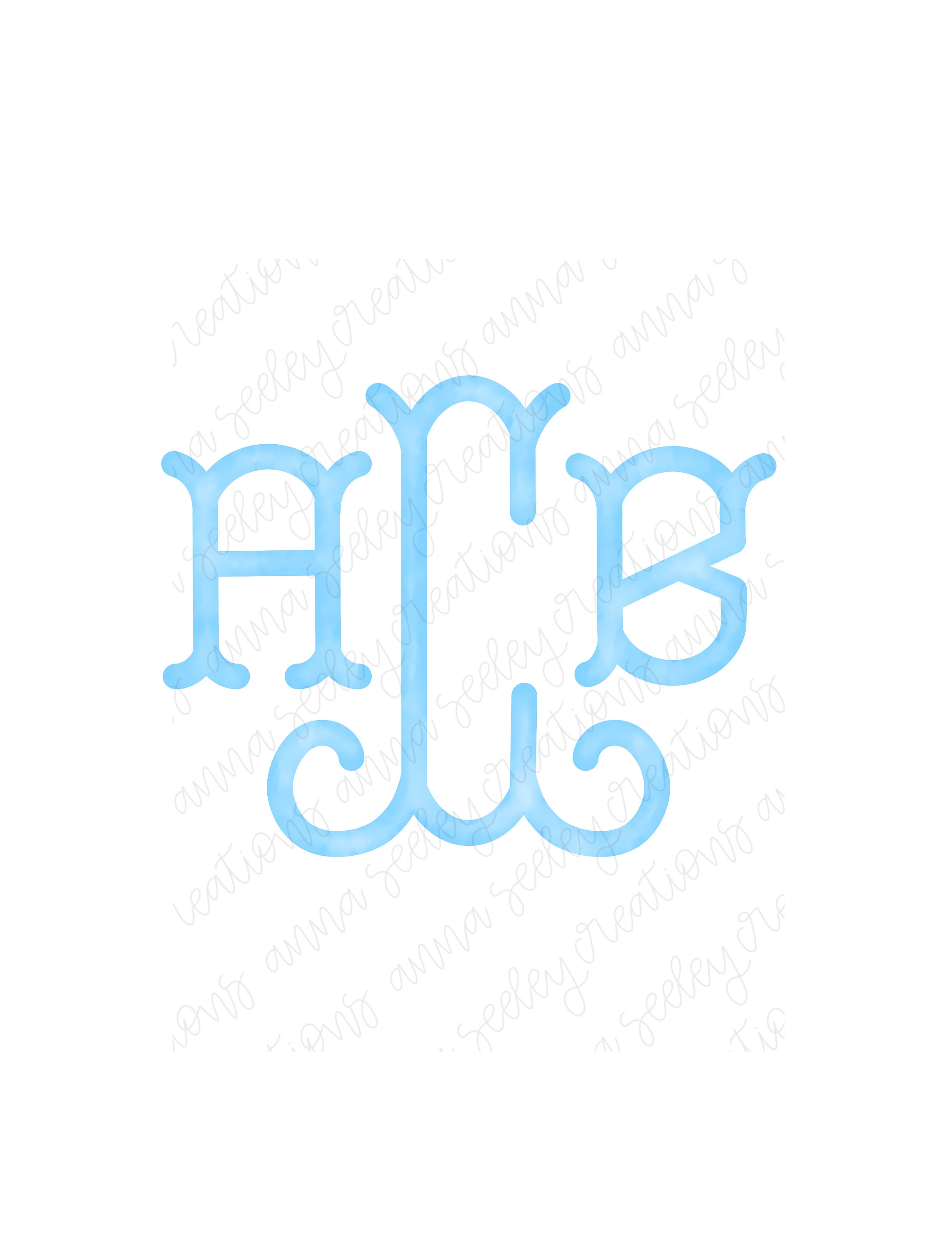 Blue Watercolor Monogram Initials Alphabet PNG Designs for - Etsy
