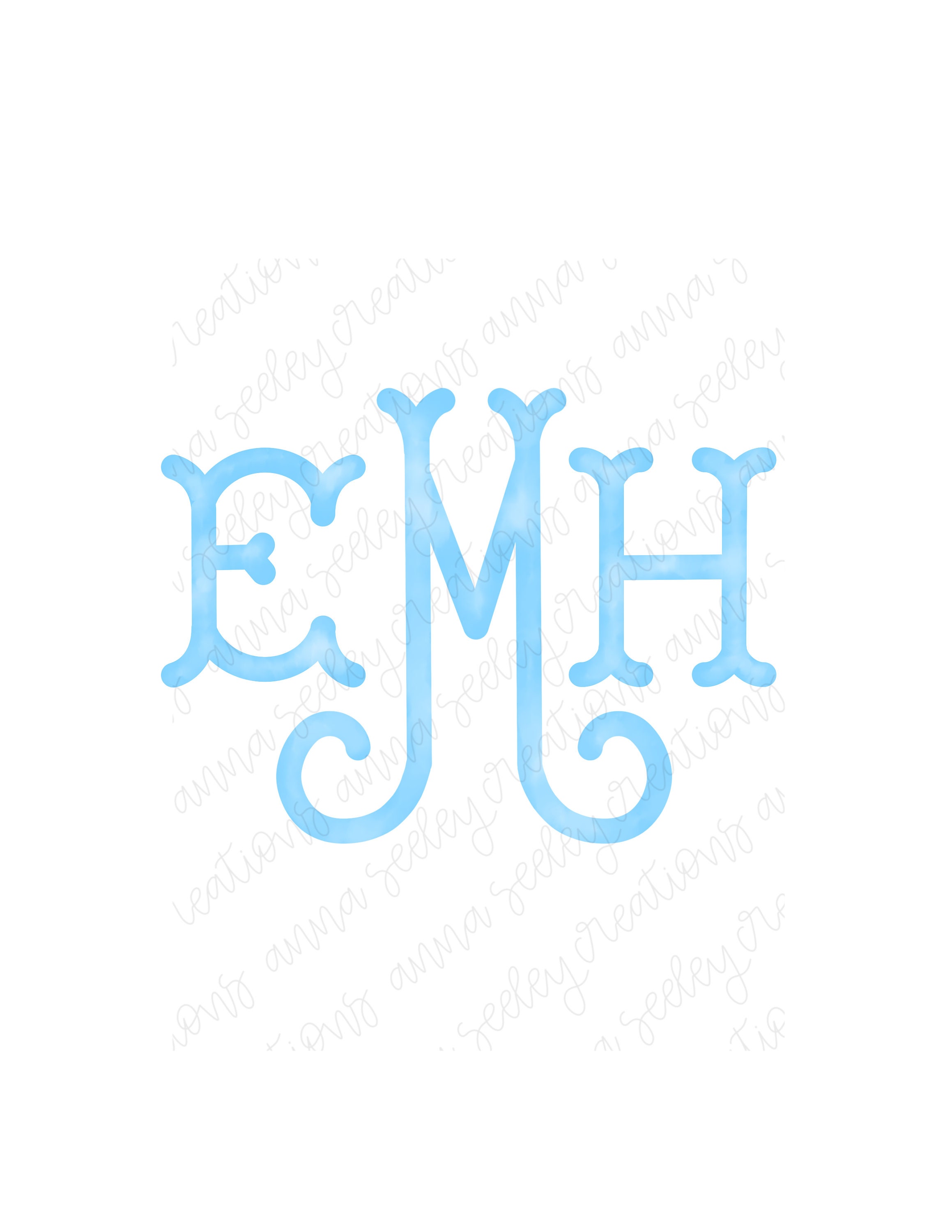 Blue Watercolor Monogram Initials Alphabet PNG Designs for - Etsy