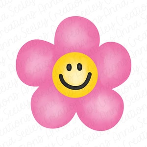 Smiley Face Flowers Bundle - Set of 5 PNG Clip Art Images for ...