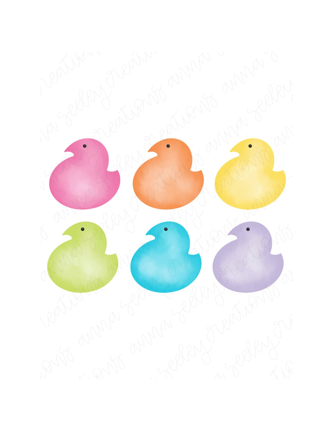 Easter Watercolor Chick Peeps 6 Color Set PNG Designs - Boy and Girl ...