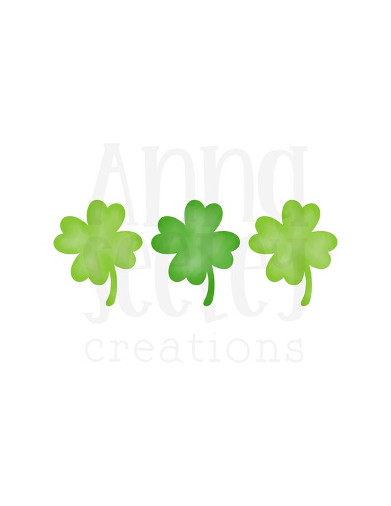 Lucky Four Leaf Clover Trio PNG St. Patricks Day Design for | Etsy