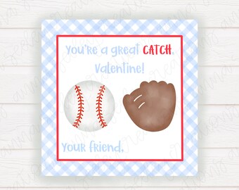 Printable Non-editable PDF 3x3in Baseball Kids Valentines Day - Etsy