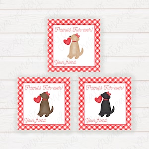 Printable Non-editable PDF 3x3in Puppy Kids Valentine’s Day Card Tag ...