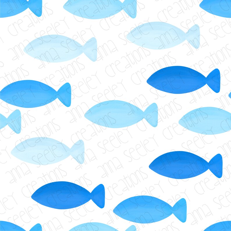 SEAMLESS PATTERN - Watercolor Fish - Digital Paper Design for ...