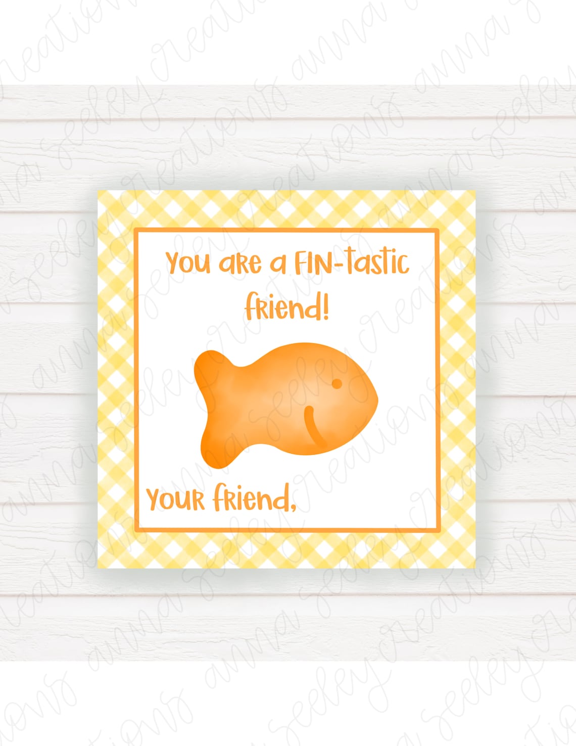 Printable Non-editable PDF 3x3in Yellow Goldfish Cracker Kids - Etsy