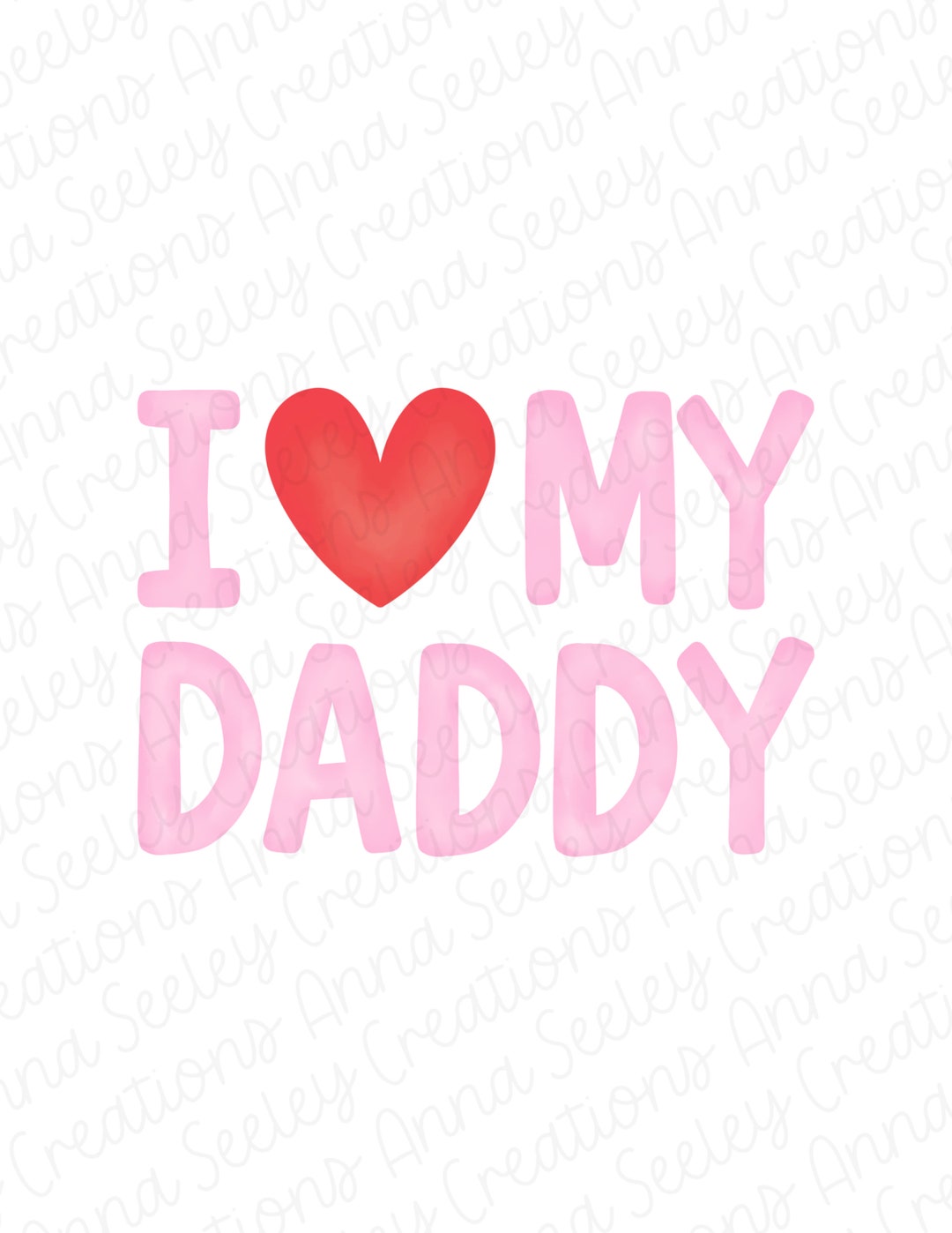 Pink Watercolor Father’s Day I Love My Daddy Heart Faux Smocking Plate ...