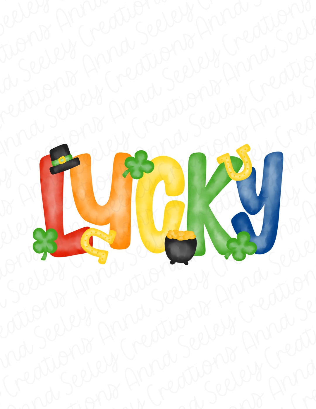 Watercolor Lucky Saint Patrick’s Day With Shamrock Four Leaf Clover PNG ...