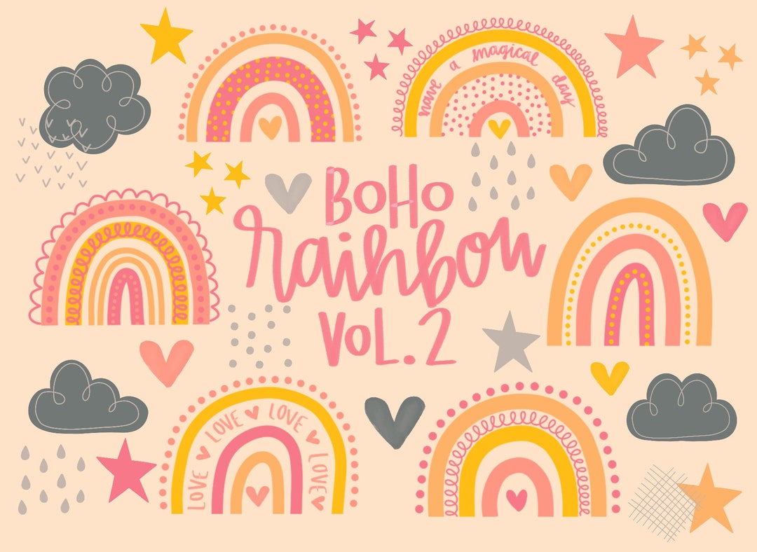 Boho Rainbow Clip Art Vol. 2 - Etsy