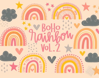 Boho Rainbow Clip Art Vol. 1 | Etsy