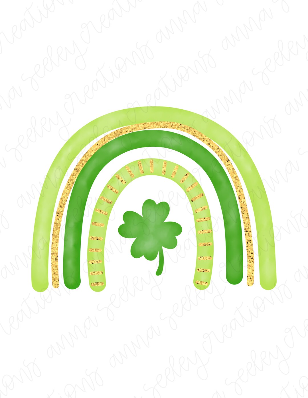 Watercolor Shamrock Rainbow PNG Design for Sublimation Heat Press ...