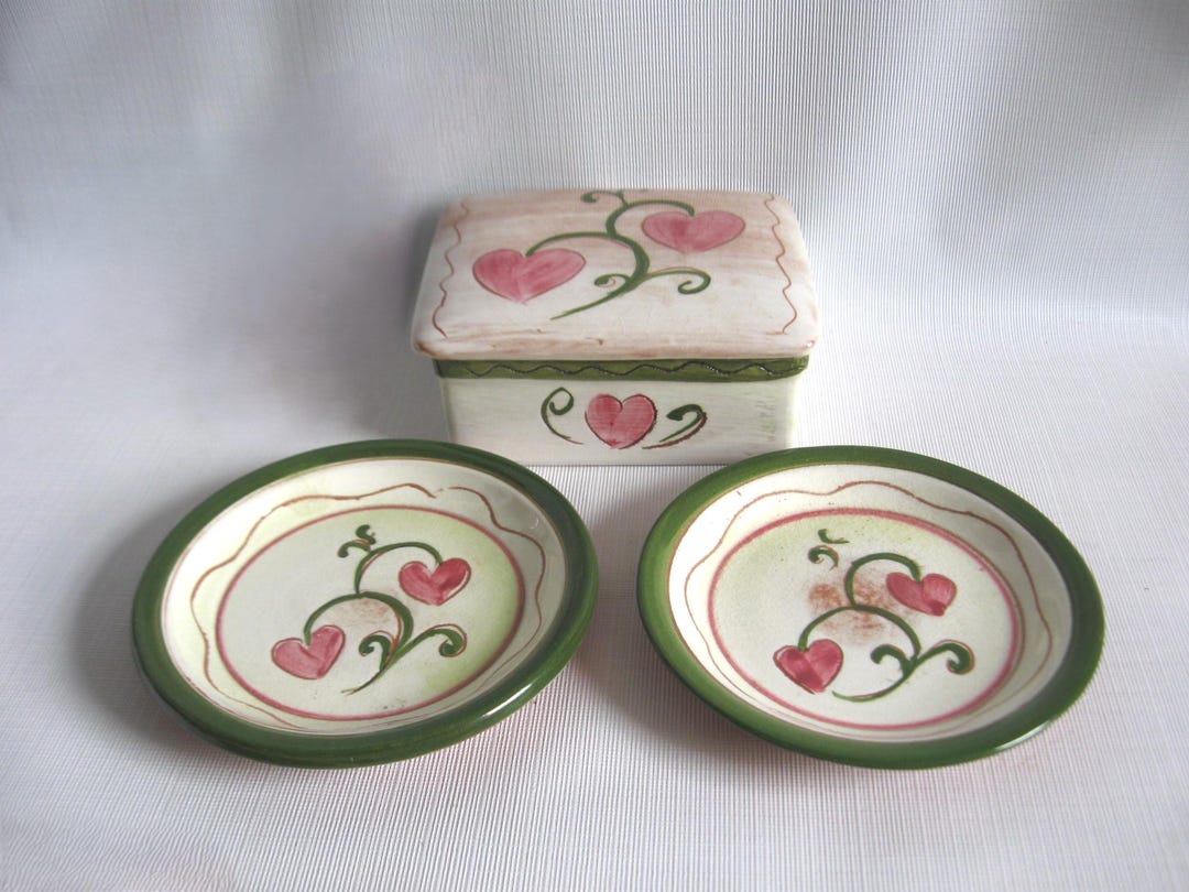 Stangl Terra Rose Vintage Cigarette Box and Ashtrays, Trinket Box and ...