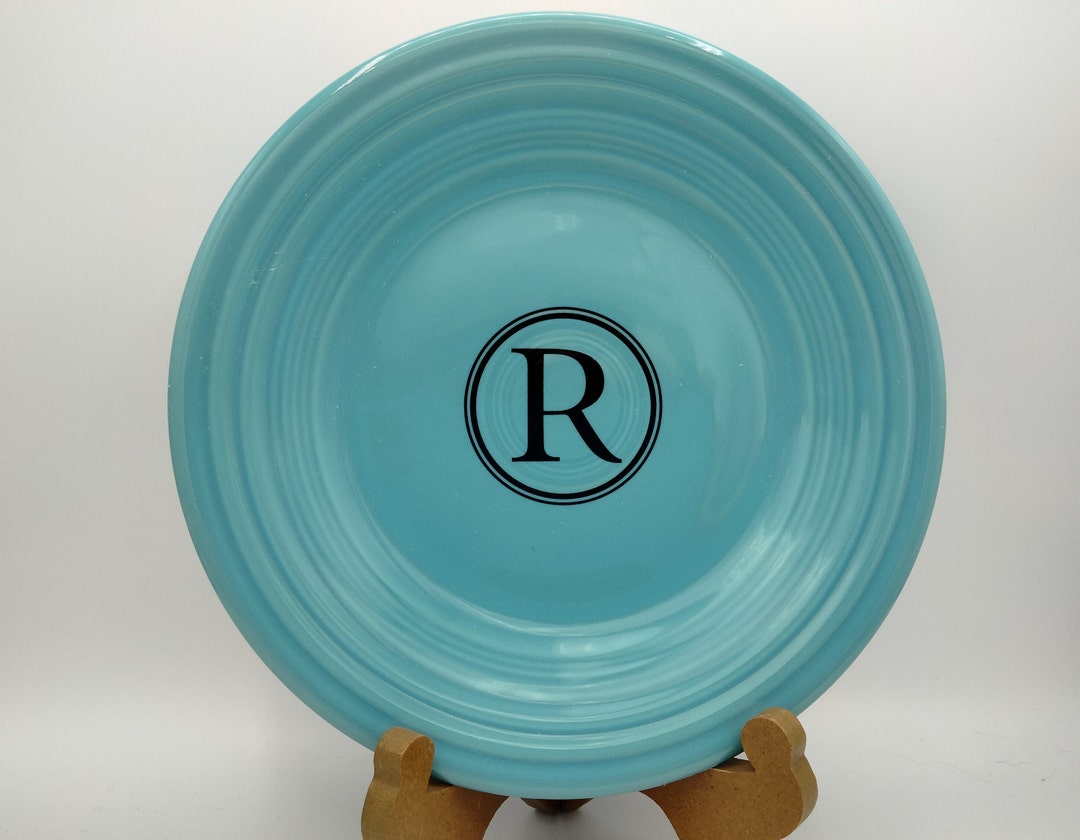 Fiesta Turquoise Initial Plate Letter R or A, Vintage Monogram 9 ...