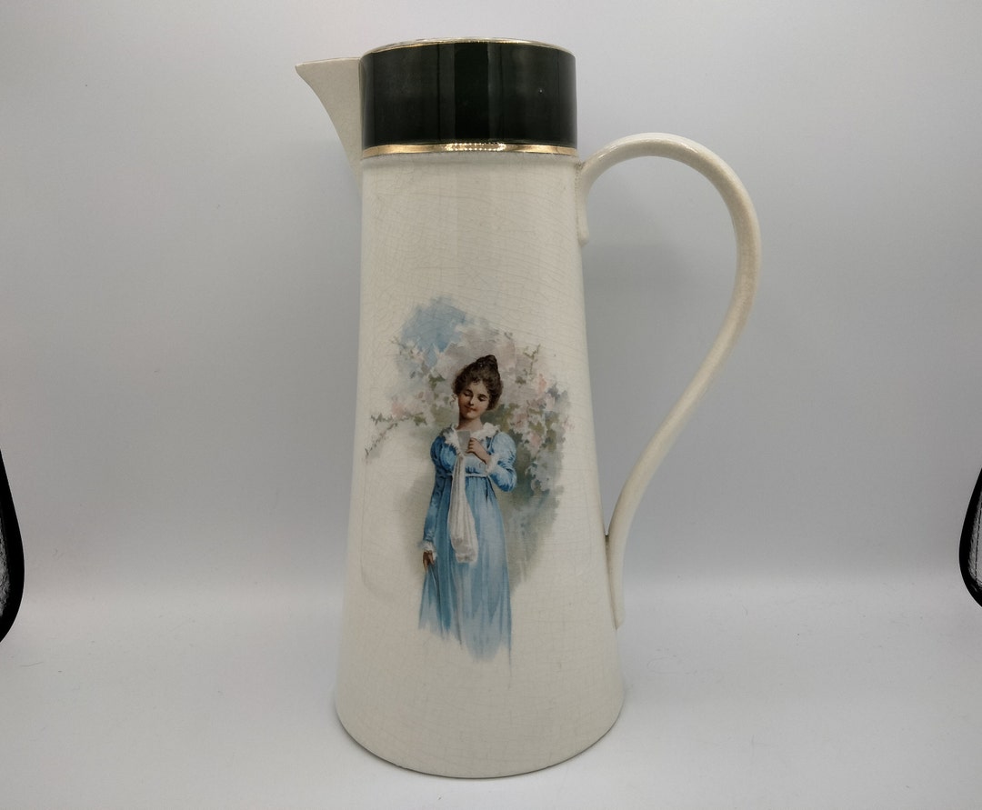 Wheeling Pottery Pitcher Vintage Antique Art China Tankard W/ - Etsy