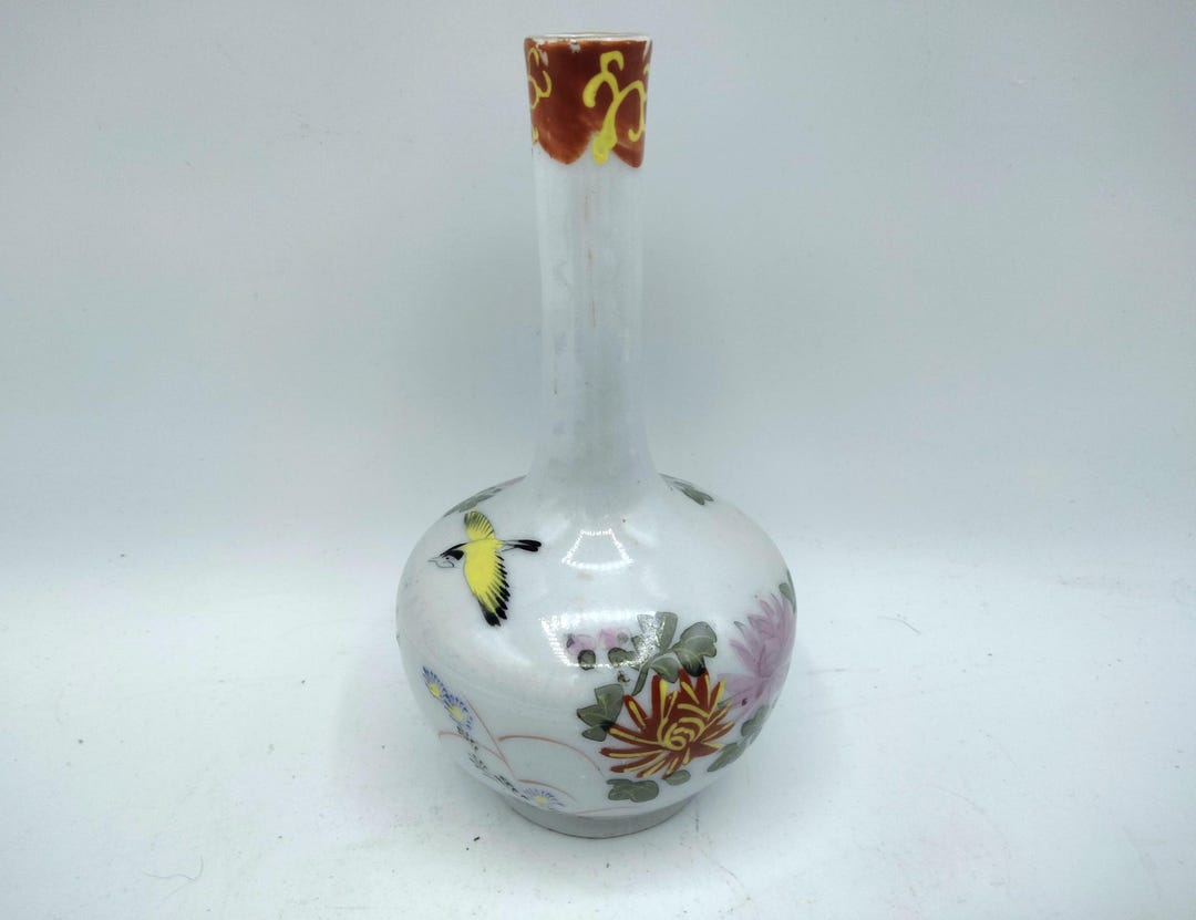 MIJ Bud Vase, Vintage 5" Japan Bulbous Bottle, Hand Painted ...