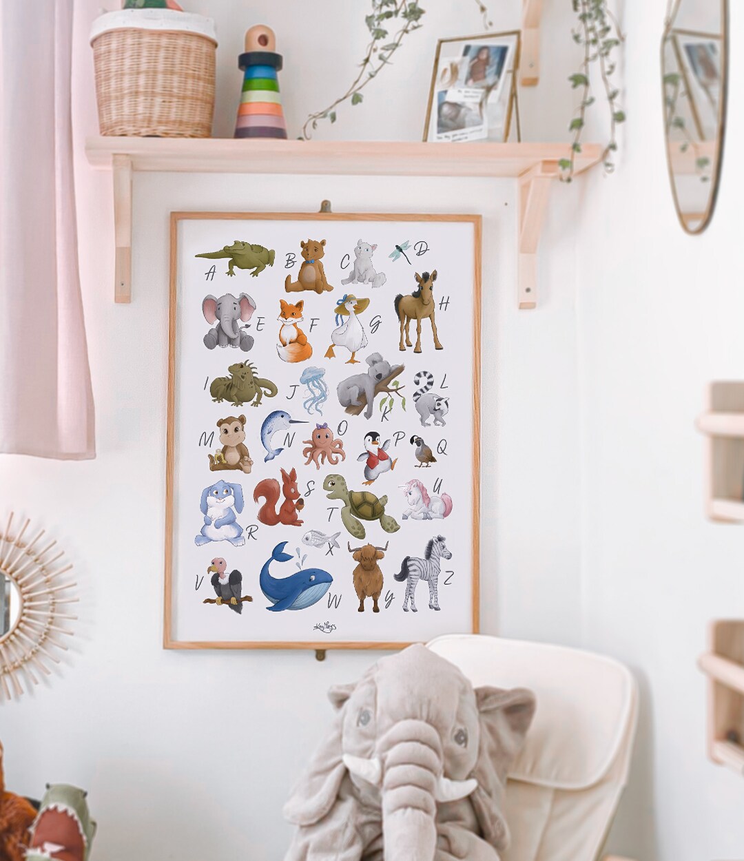 Animal ABC Alphabet Illustration for Kids Nursery and Baby Room digital ...