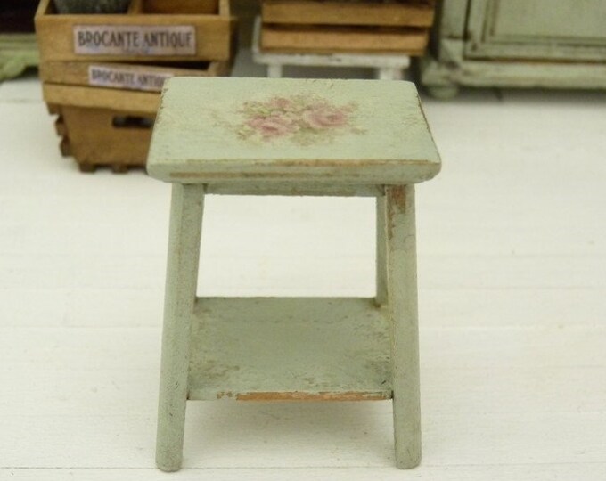 Miniature Side Table, Wooden Miniature, Almond Green, Shabby Chic Flea ...