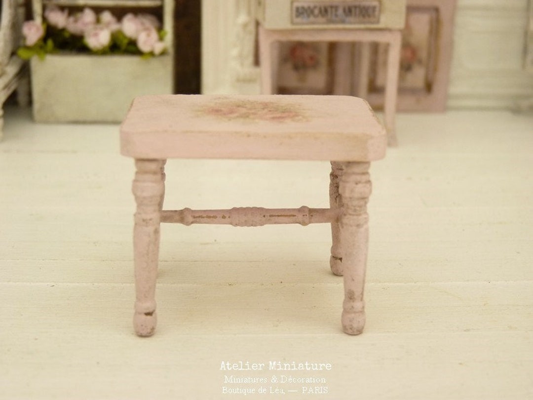 Miniature Stool Pink Shabby Chic Romantic Rose Furniture for - Etsy
