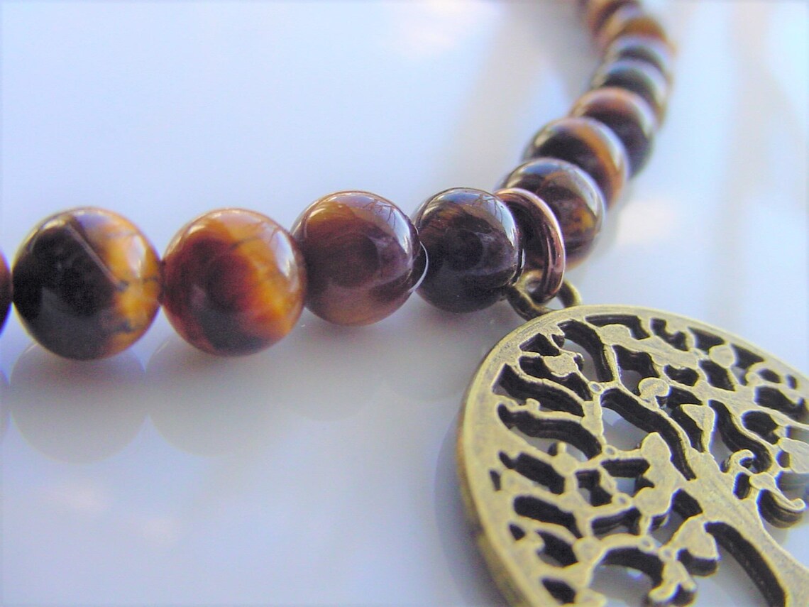 Protection Tiger Eye Tree of Life Necklace, Protection, Grounding, Good ...