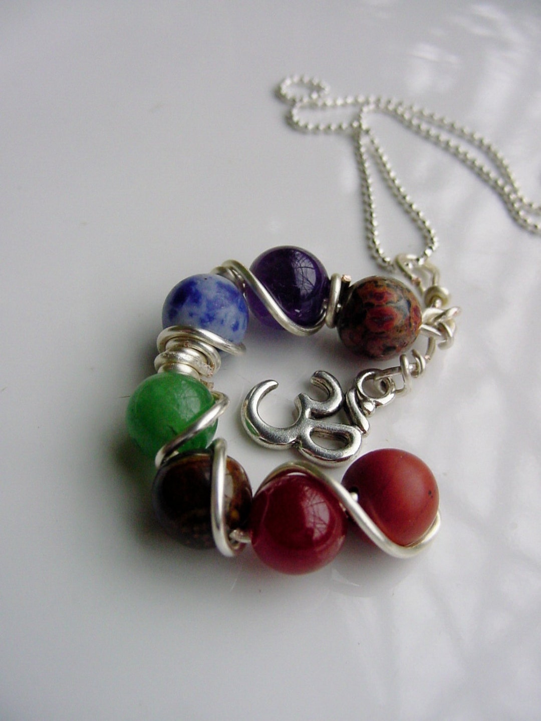 7 Chakra OM Charm Pendant - Gemstones, Balance, Harmonize Energy ...