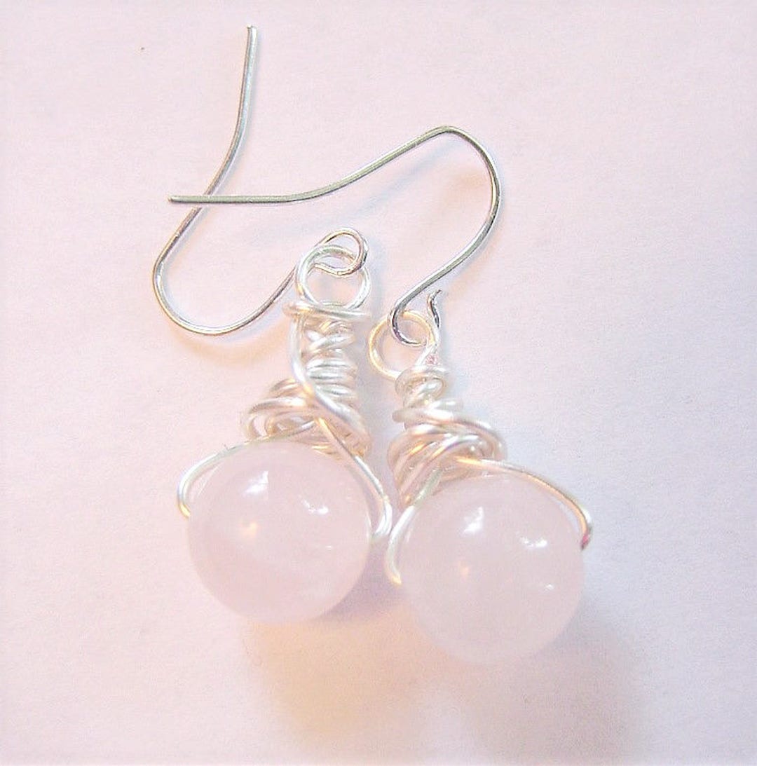 SALE!! Soothing Rose Quartz Earrings, Wire Wrapped, Heart Chakra ...
