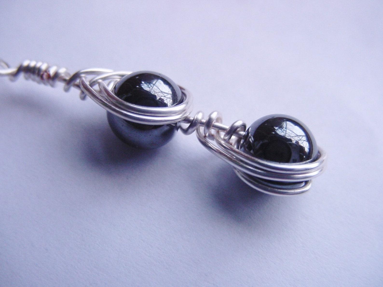 Hematite Double Stone Wire Wrapped Pendant Necklace - Etsy