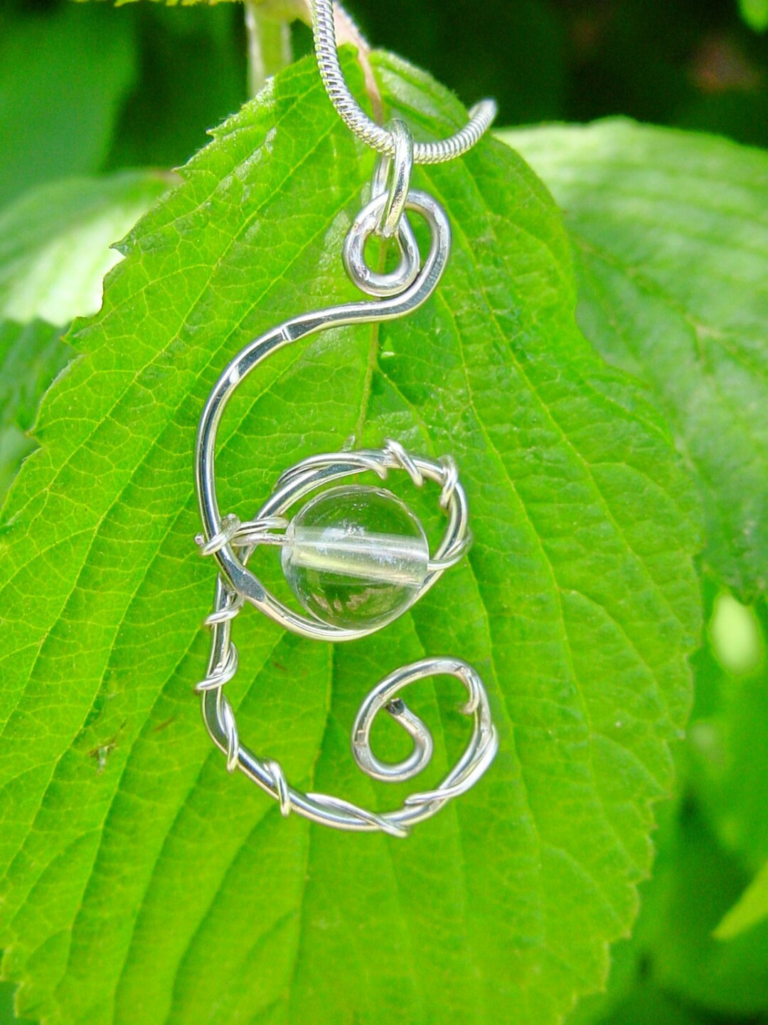 Healing Quartz Crystal Pendant, Spiral Wire Wrapped Pendant, Healing ...