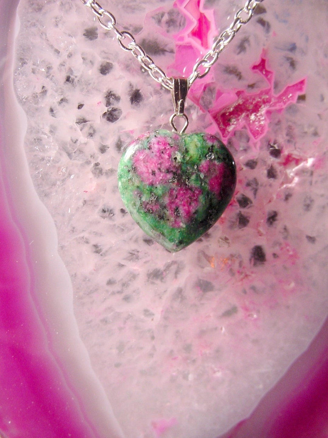 Ruby Zoisite Heart Pendant, Beautiful Gemstone Heart Necklace, Gift ...