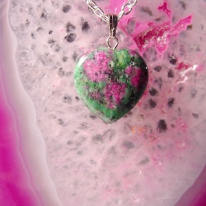 Ruby Zoisite Heart Pendant, Beautiful Gemstone Heart Necklace, Gift ...