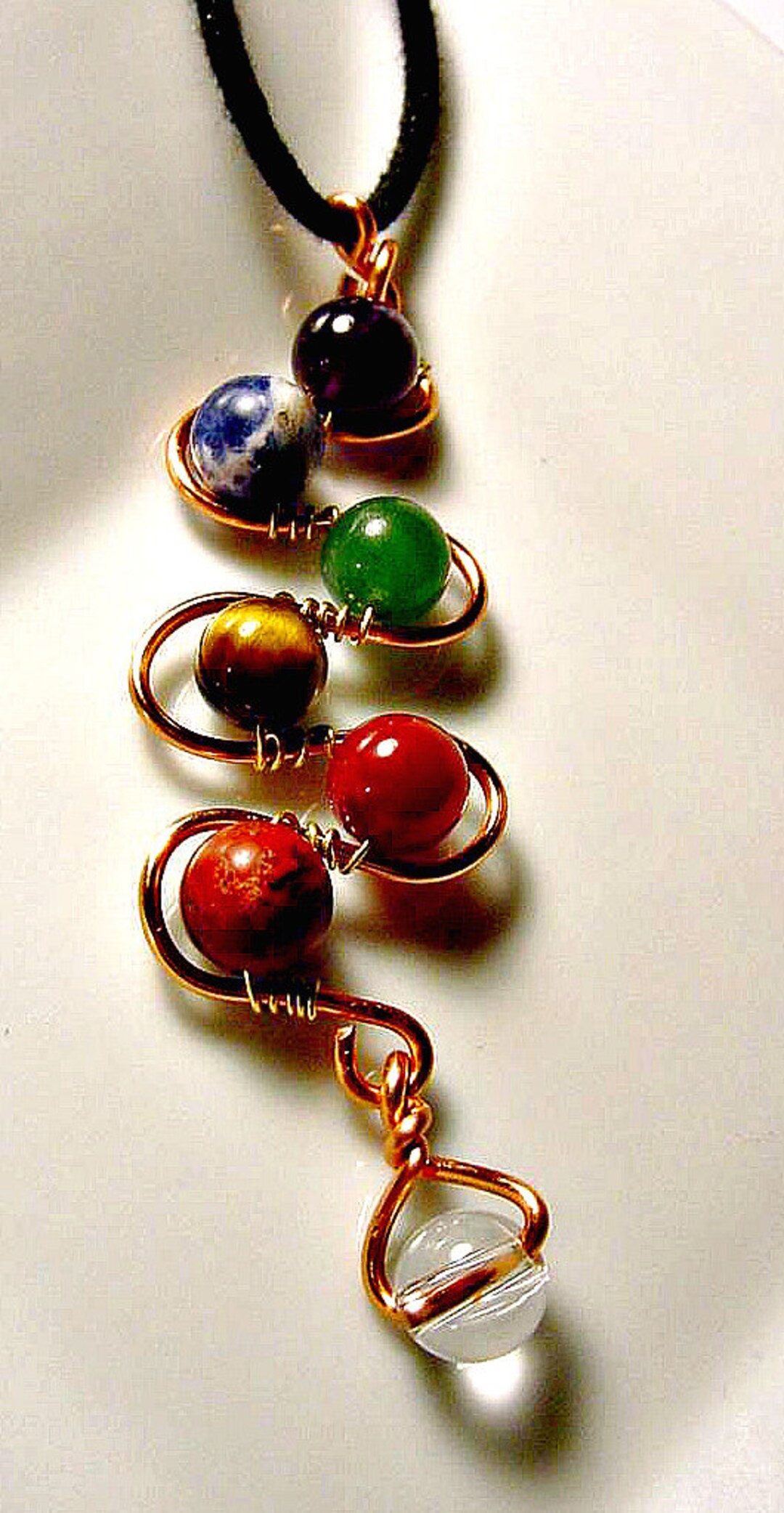 Energy Chakra Pendant Copper Wire Wrap Semi Precious, Balance ...