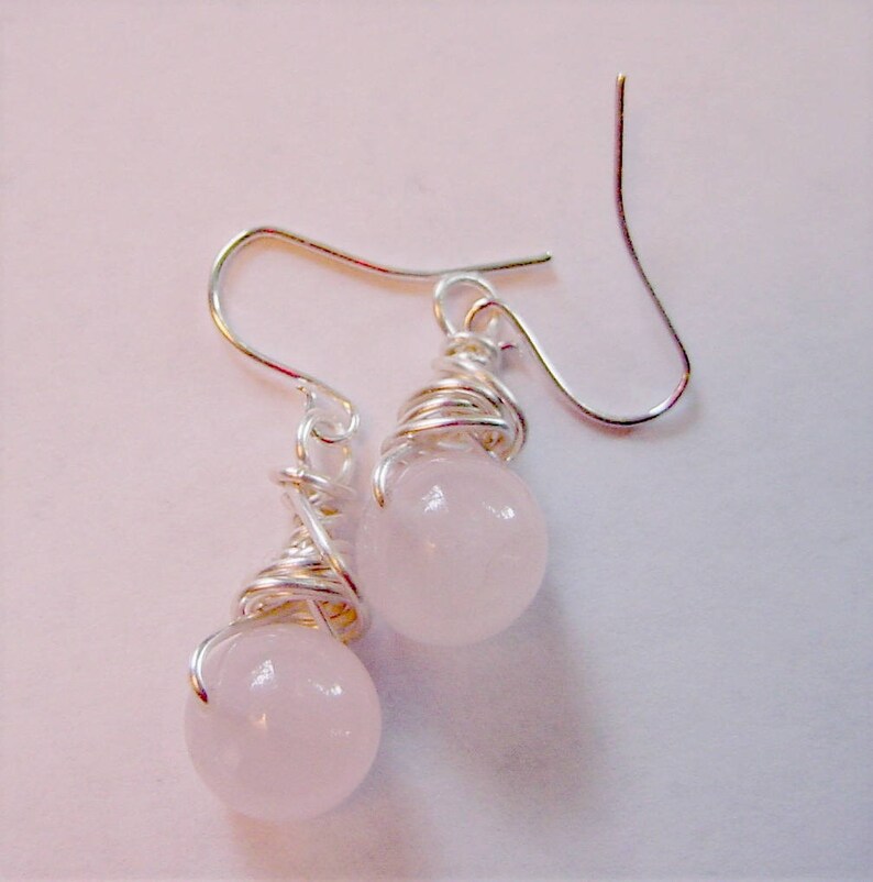 SALE!! Soothing Rose Quartz Earrings, Wire Wrapped, Heart Chakra ...