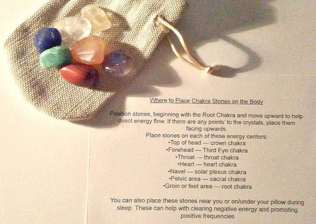 7 Chakra Stone Kit, Semi Precious, Information Card, Includes Pouch ...