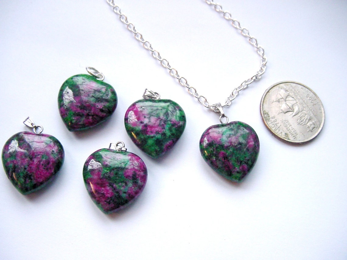 Ruby Zoisite Heart Pendant Beautiful Gemstone Heart Necklace - Etsy