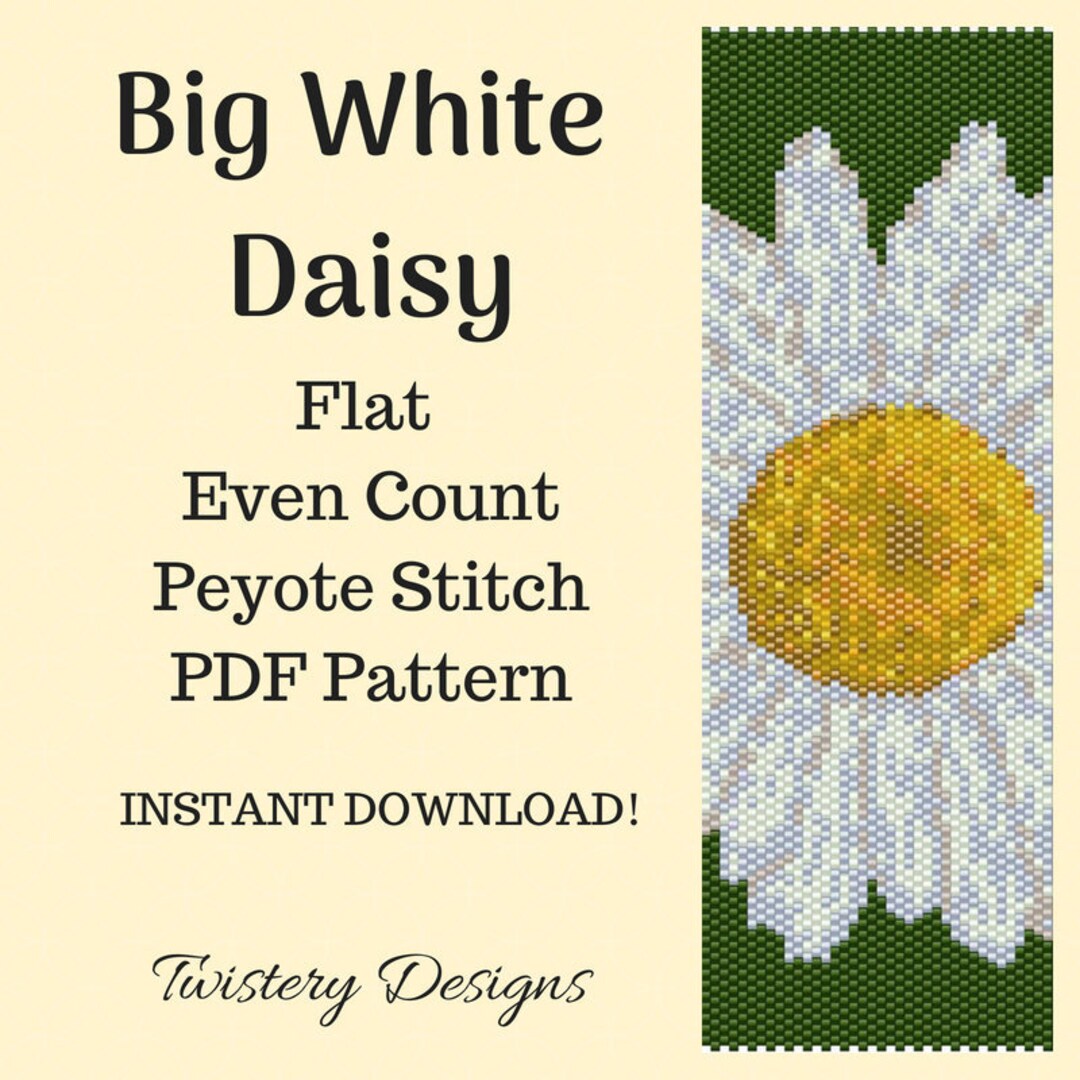 Big White Daisy Peyote Beading Pattern Even Count Flat PDF Download ...