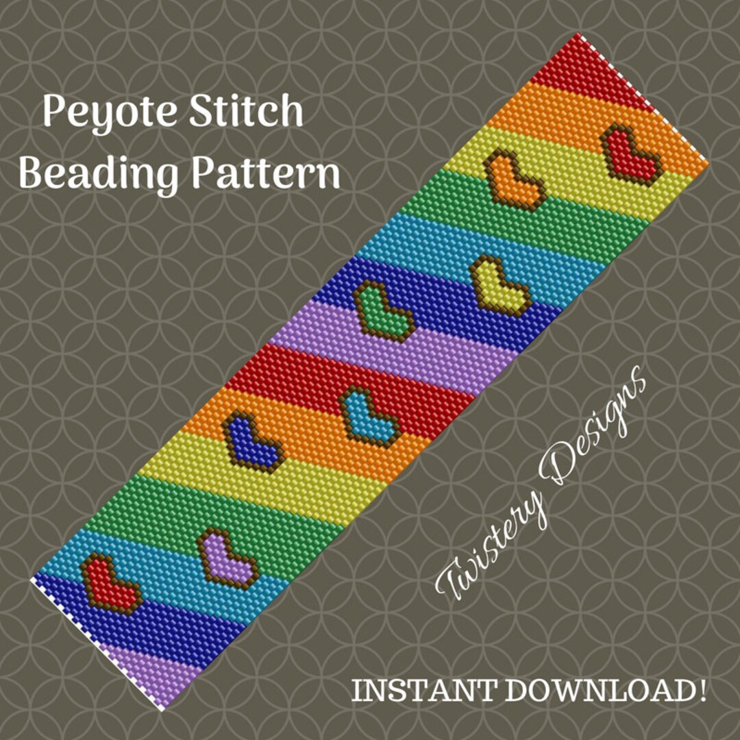 Rainbow Hearts Peyote Beading Pattern PDF Download - Etsy