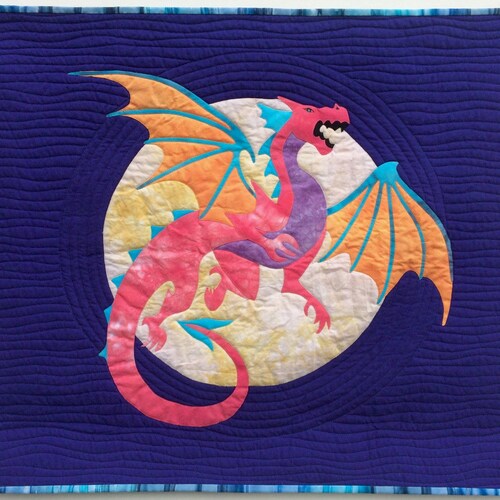 Dragonfires a Fiery Dragon PDF Applique and Quilting Pattern - Etsy