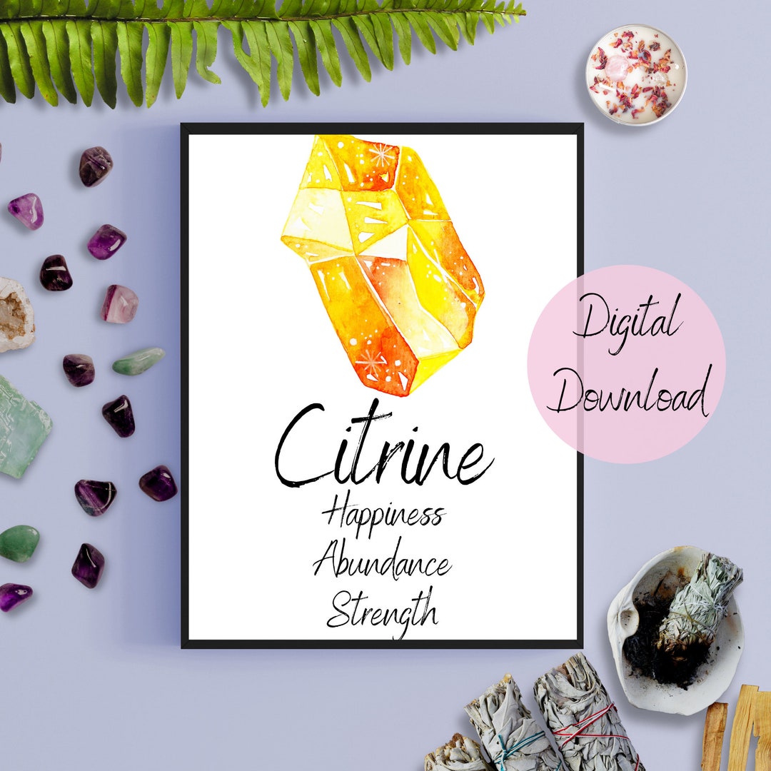 Citrine Crystal Art Digital Downloadable Spiritual Printable - Etsy