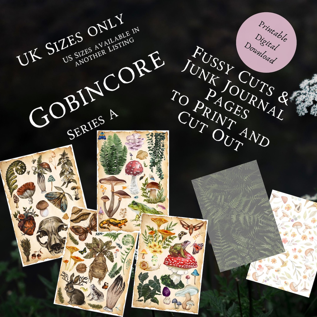 Goblincore Ephemera Printable Set: Frogs, Skulls, Mushrooms (A4 UK ...