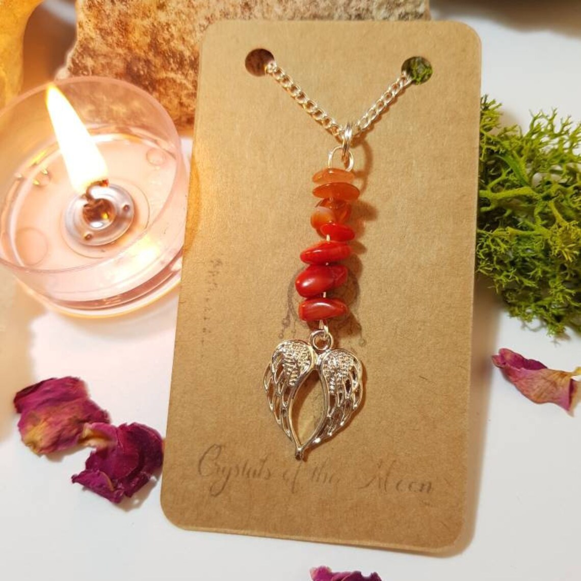 Archangel Uriel Necklace With Carnelian and Red Coral - Etsy